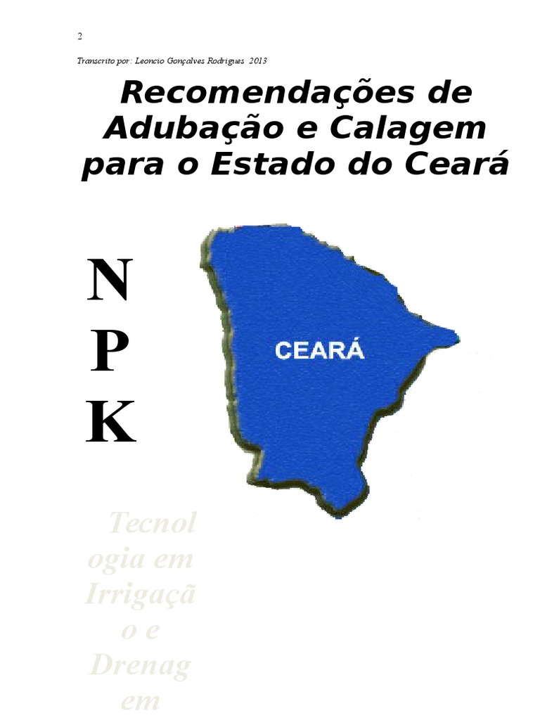 Sugestões de Adubação e Calagem No Estado Do Ceará | PDF ...