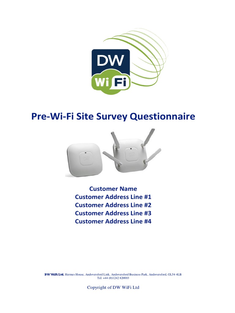 Wi-Fi Site Survey Questionnaire | PDF | Wi Fi | Wireless Lan