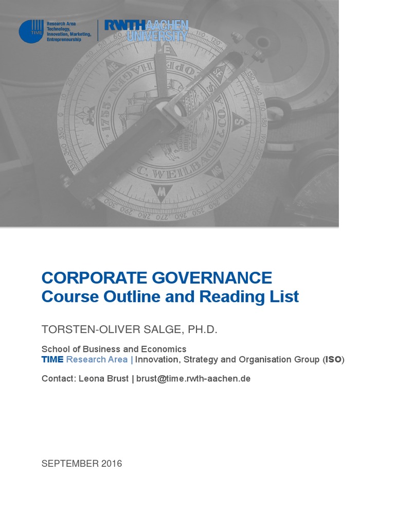 Corporate Governance Course Outline | PDF | Lecture | Corporate Social ...