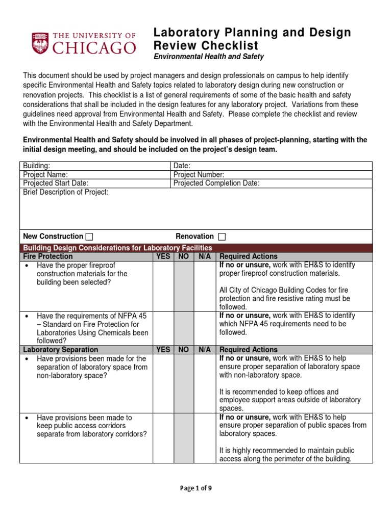 Lab Design Guide Checklist | PDF | Sink | Laboratories