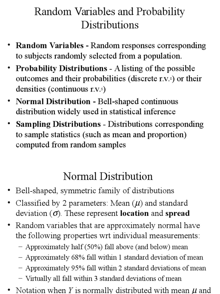 Random Variables and Probability Distributions | PDF | Probability Distribution | Normal ...