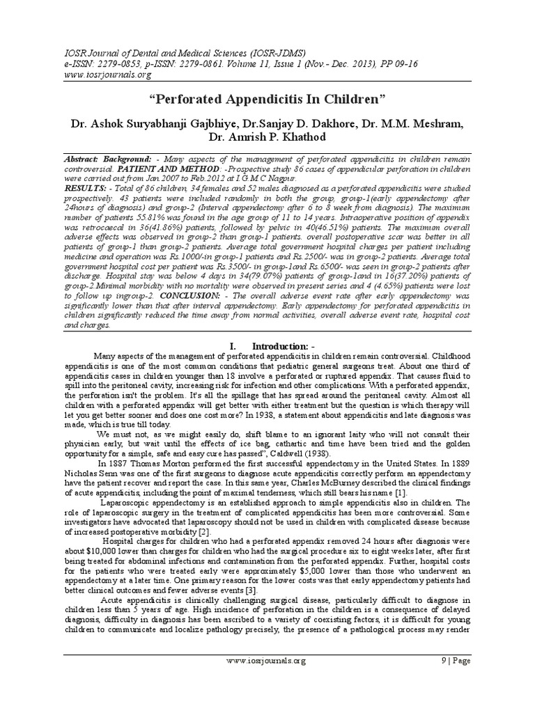 Perforated Appendicitis PDF | PDF | Surgery | Diseases And Disorders