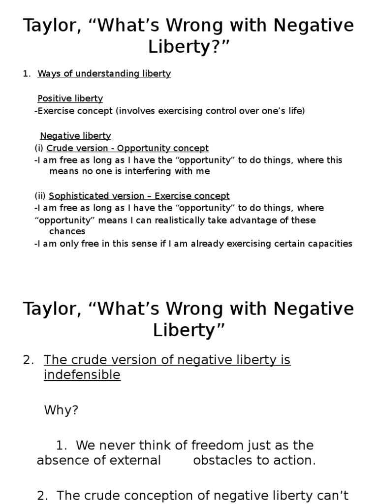 Critique of Negative Liberty Concepts | PDF