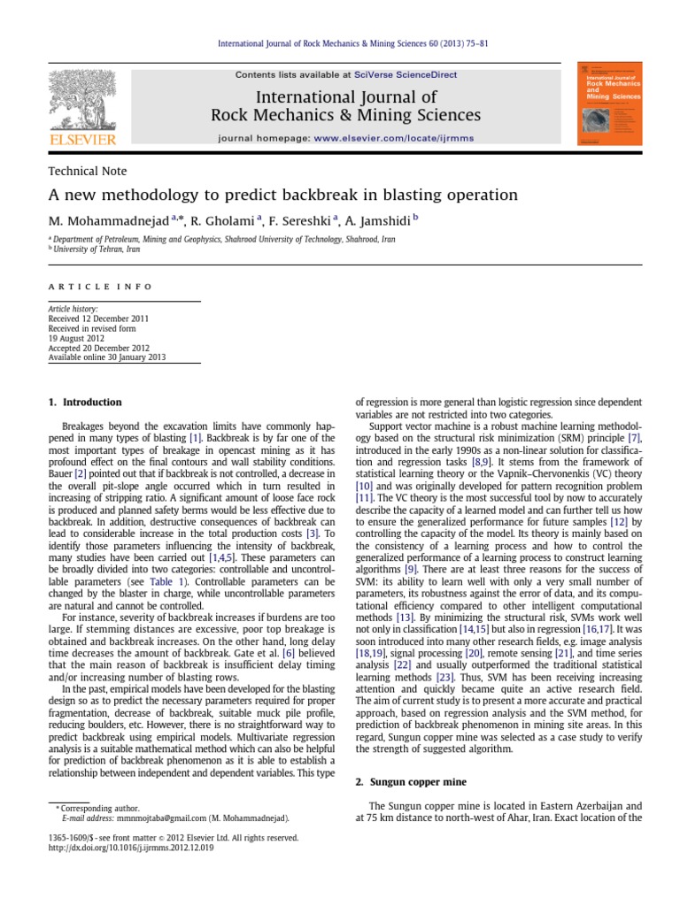 Predicting Backbreak in Mining Blasting | PDF | Regression Analysis ...