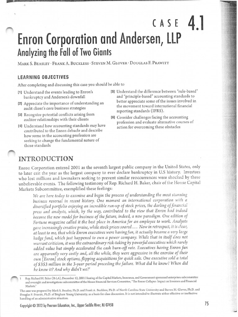 Enron Corporation And Andersen Llp Case Pdf