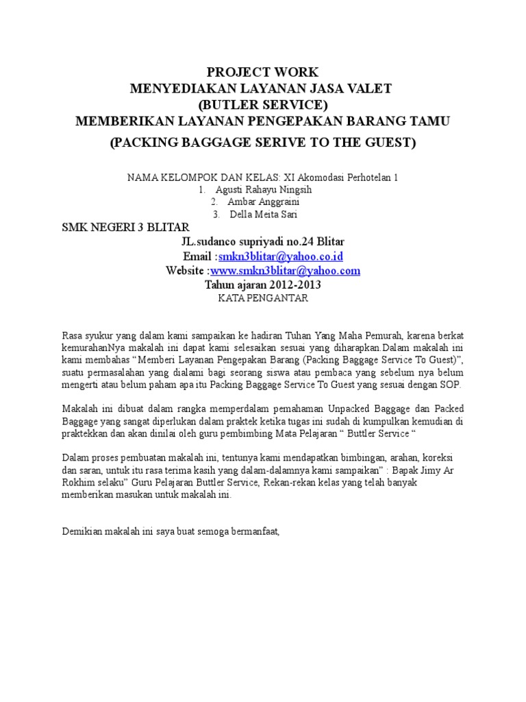 Contoh Project Work 1 | PDF