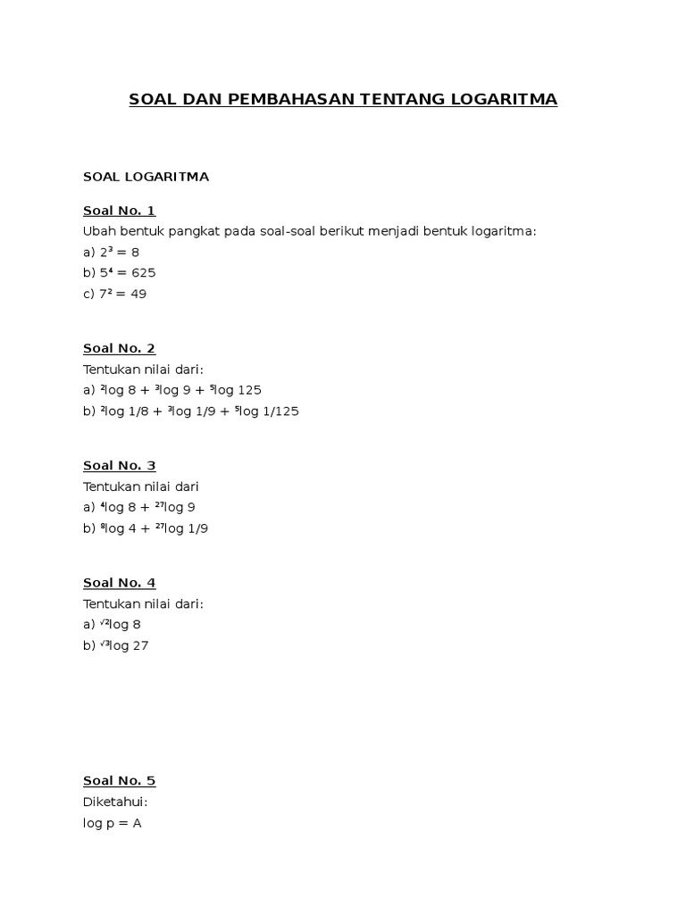 Soal dan Pembahasan Logaritma | PDF | Metode & Bahan Ajar | Komputer