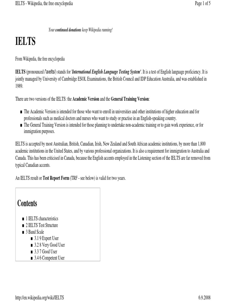 IELTS Wikipedia | International English Language Testing System | Learning