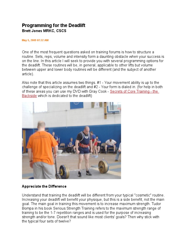 Deadlift Programming Techniques | PDF | Strength Training | Physical ...