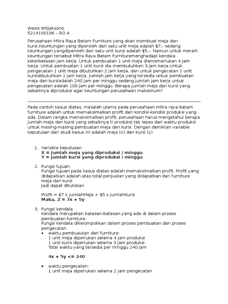 Contoh Soal Riset Operasi | PDF