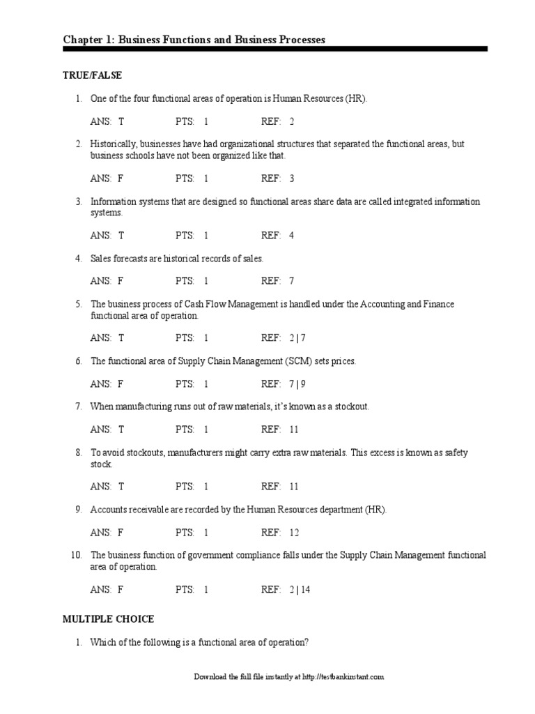 Concepts Entreprise Resource Planning Chapter 1 Test Question Bank ...