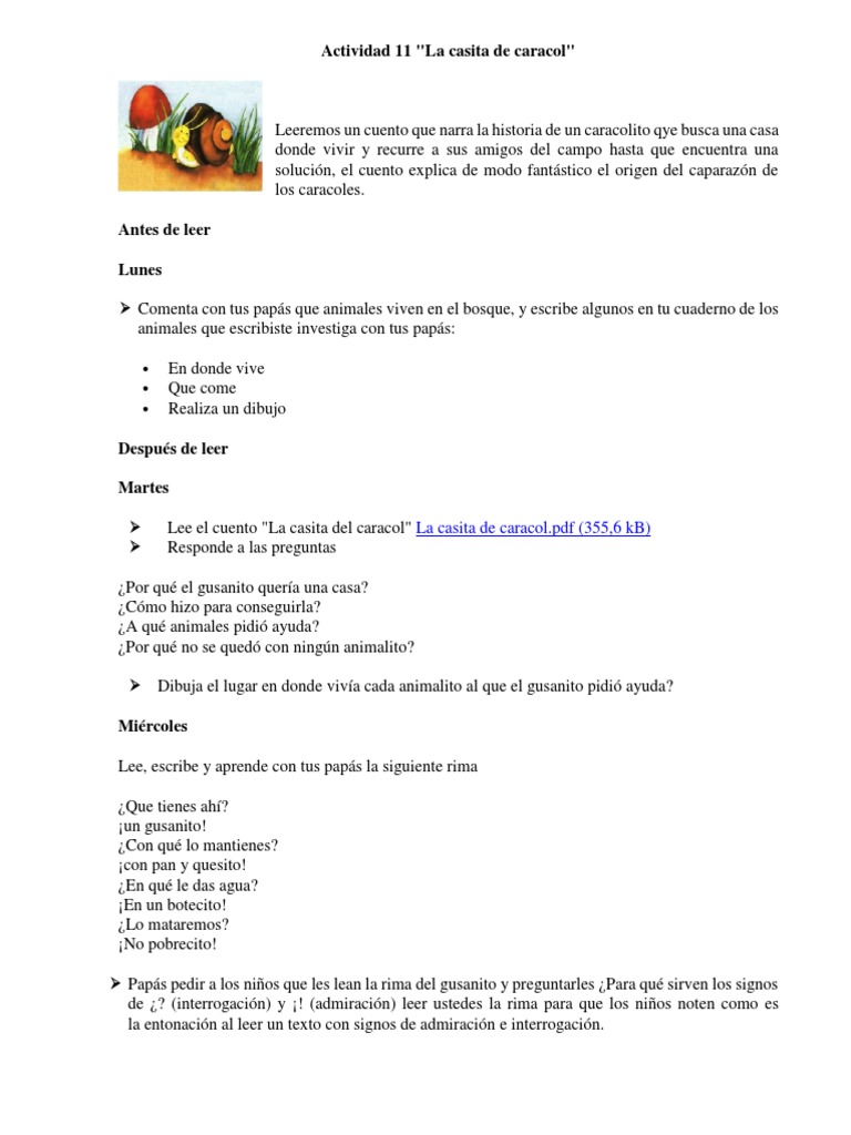 Version para Imprimir LEC 11 La Casa Del Caracol | PDF | Ocio ...