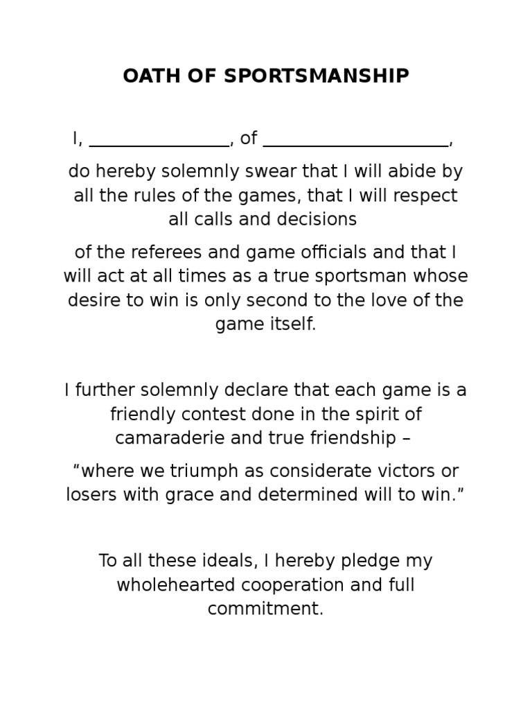 Oath of Sportsmanship | PDF