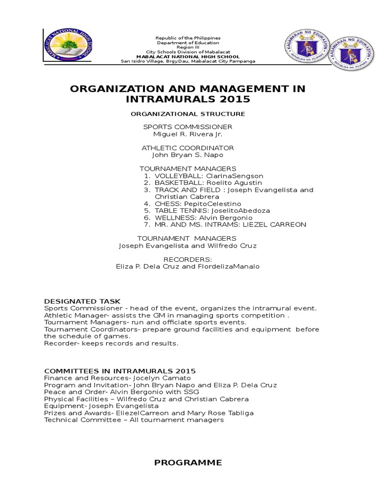 Intramural Program | PDF | Recreation | Leisure