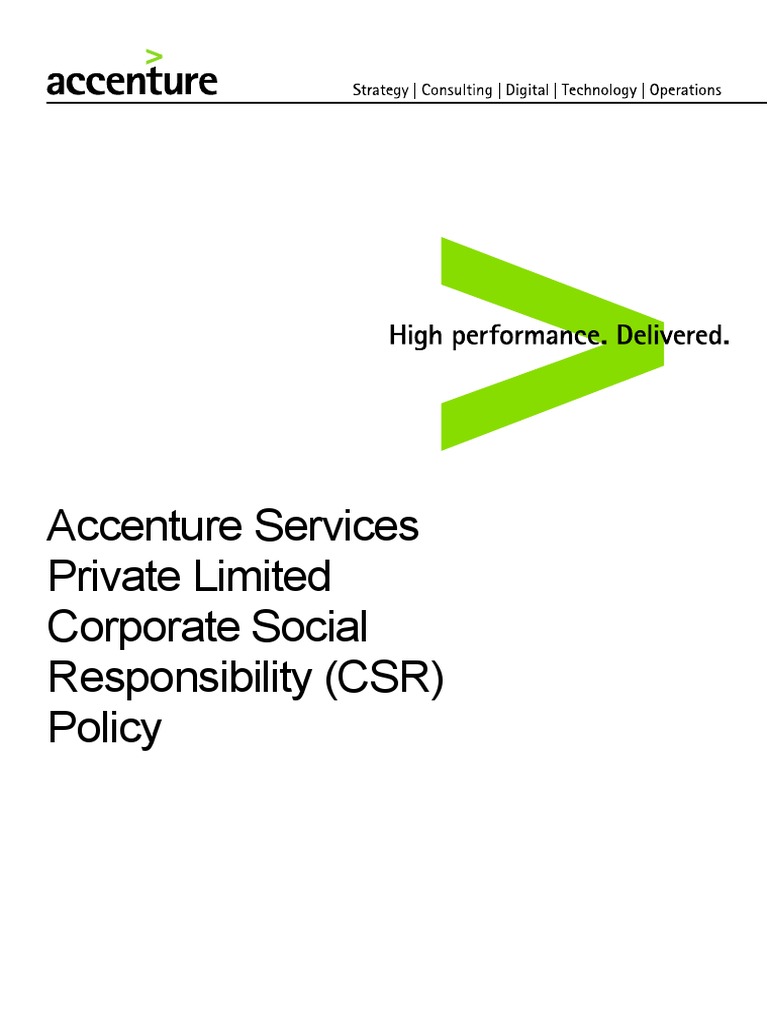 Accenture Services Private Limited CSR Policy 2015 | PDF | Corporate ...