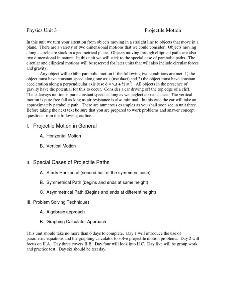 Unit3 Projectile Motion | PDF | Trigonometric Functions | Speed