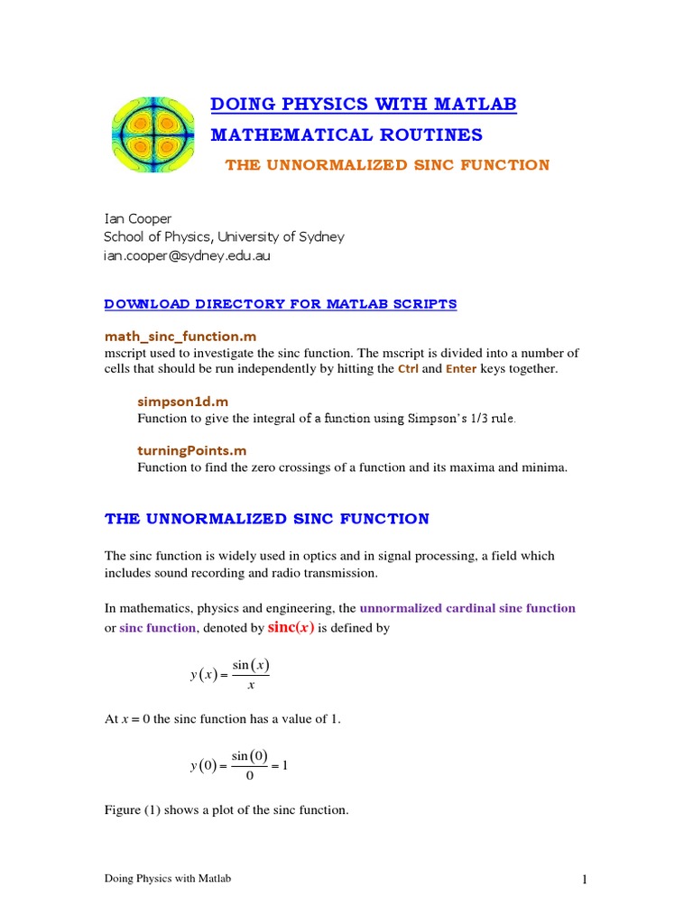 Math Sinc Function | Sine | Special Functions