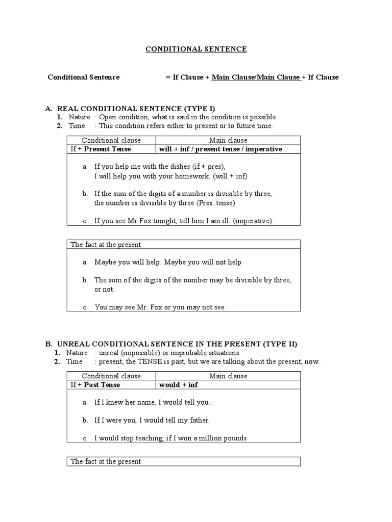 Conditional Sentence Handout | PDF | Perfect (Grammar) | Semiotics