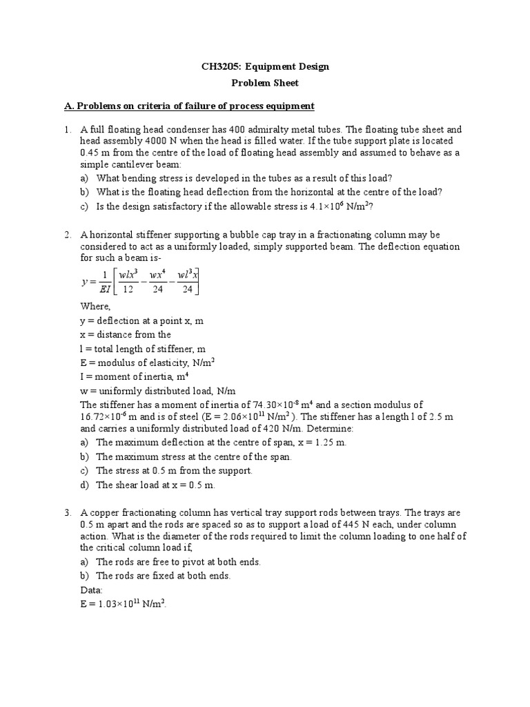 Chemical Engineering Design Problems (Undergrad Level) | PDF ...