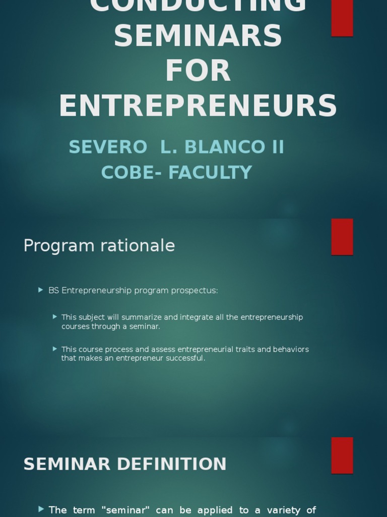 Importance of Seminars for Entrepreneurs | PDF | Lecture | Entrepreneurship