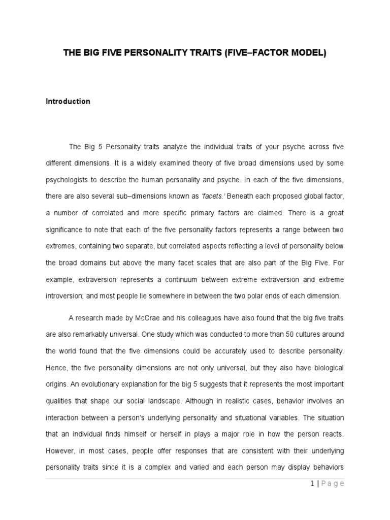 The Big Five Personality Traits | PDF | Extraversion And Introversion ...