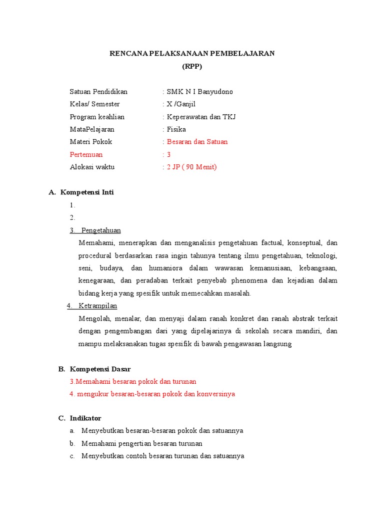 RPP X Bab Besaran Dan Pengukuran | PDF | Karier & Perkembangan