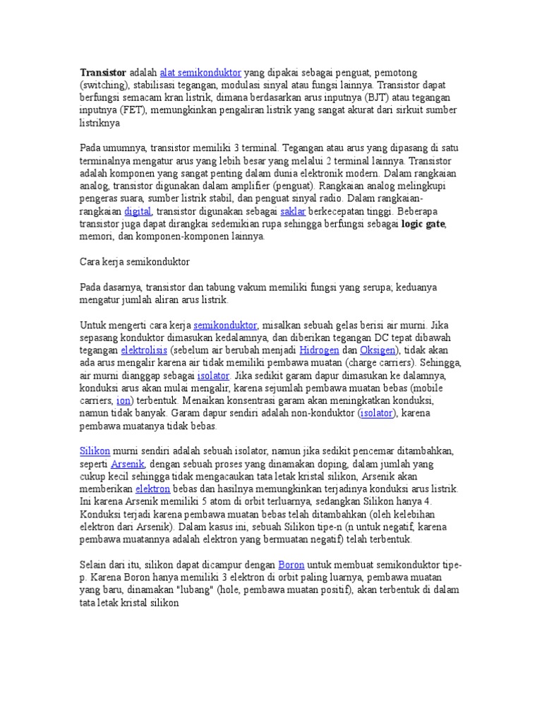 Transistor | PDF | Transistor Sambungan Dwikutub | Transistor