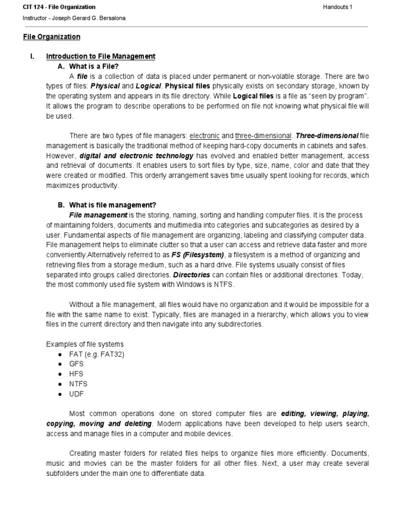 Introduction To File Management | PDF | File System | Computer File