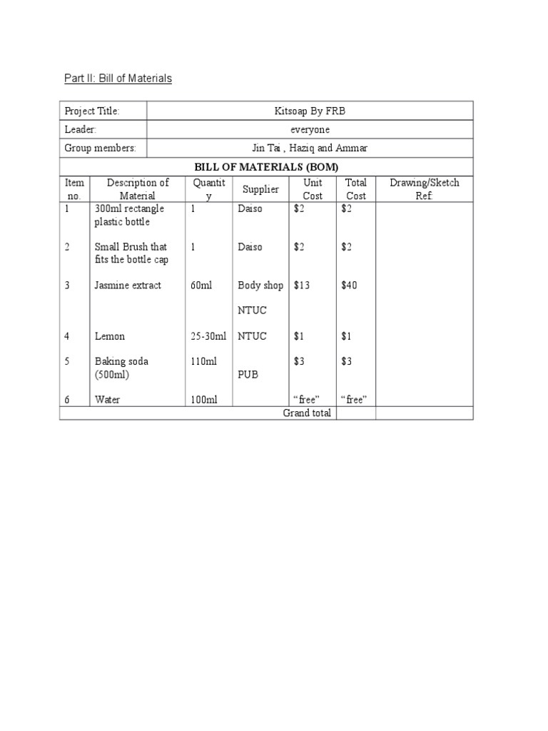 Bill of Materials (Bom) | PDF | Business Process Management | Supply ...