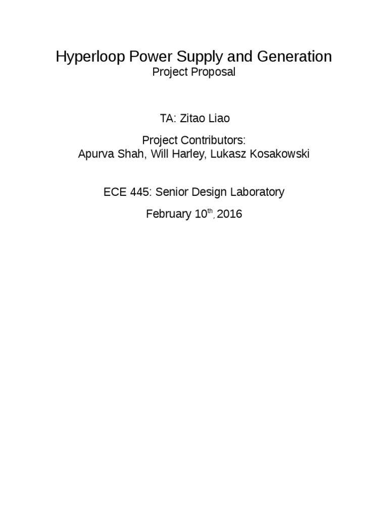 Hyperloop Power Supply and Generation: Project Proposal | PDF | Battery ...