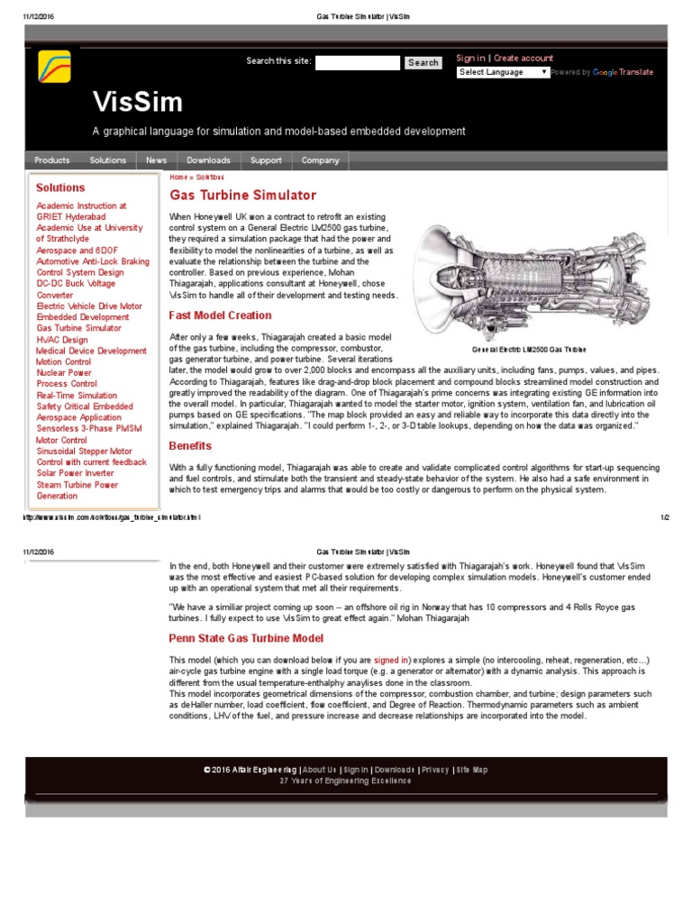 Gas Turbine Simulator - VisSim | PDF | Gas Turbine | Simulation