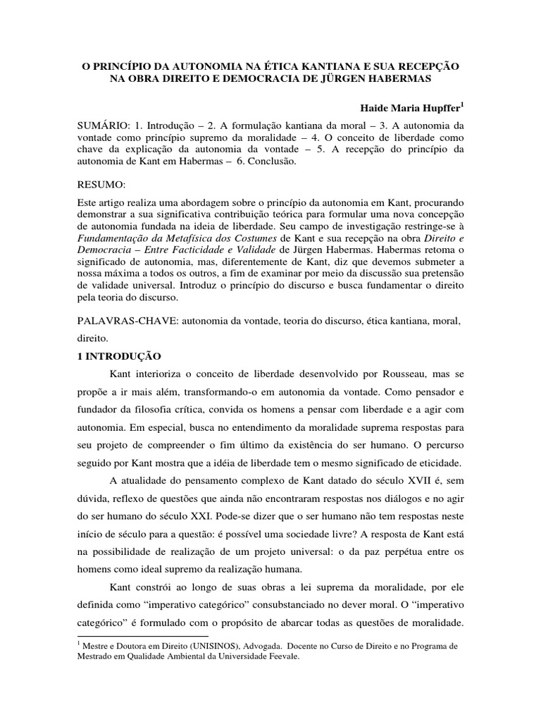 Haide Maria Hupffer PDF | PDF | Immanuel Kant | Jürgen Habermas