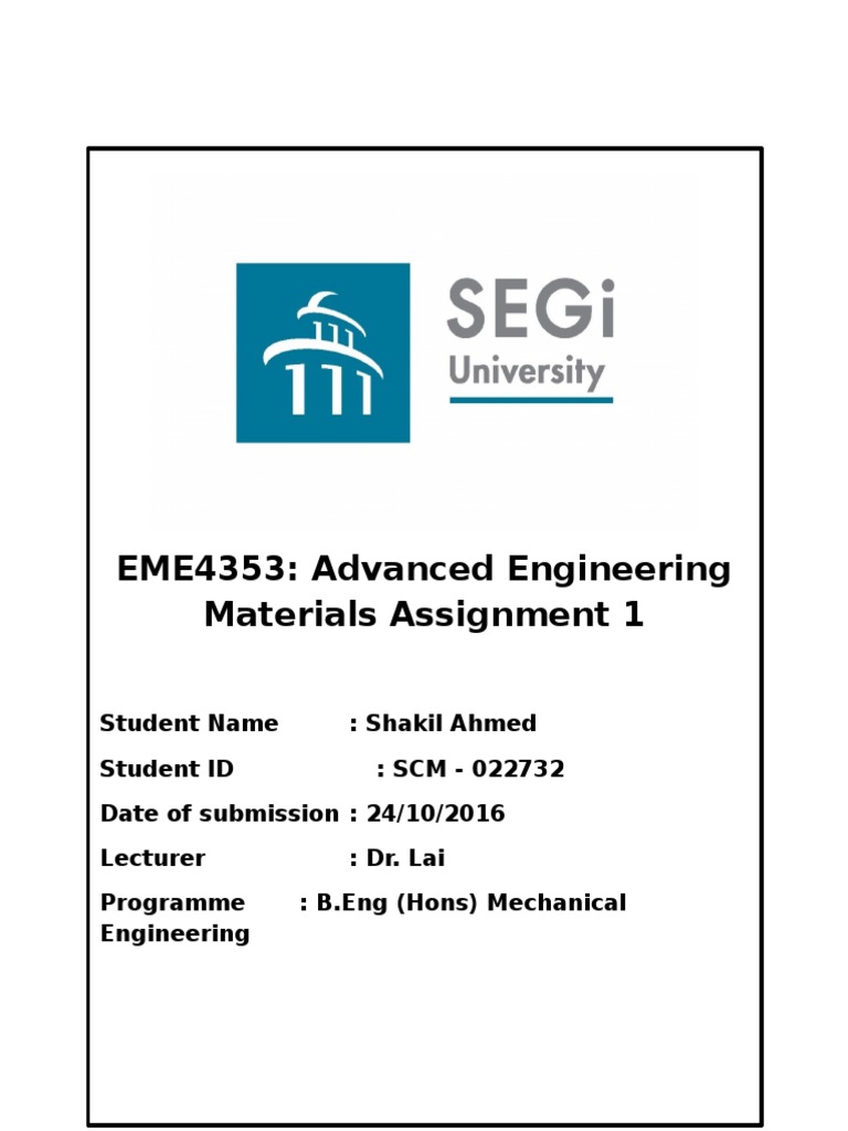 EME4353: Advanced Engineering Materials Assignment 1 | PDF | Solar Cell ...