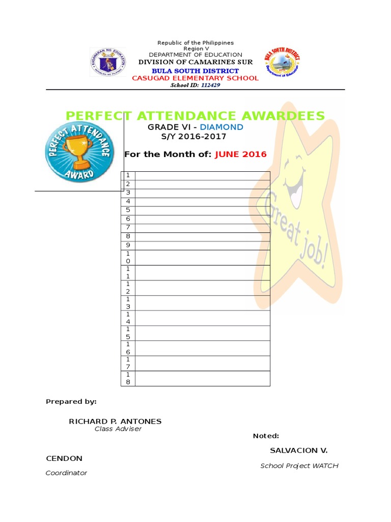 Honest & Punctual Pupils of The Month | PDF