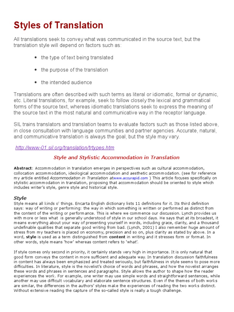 Styles of Translation | Download Free PDF | Translations | Romanticism