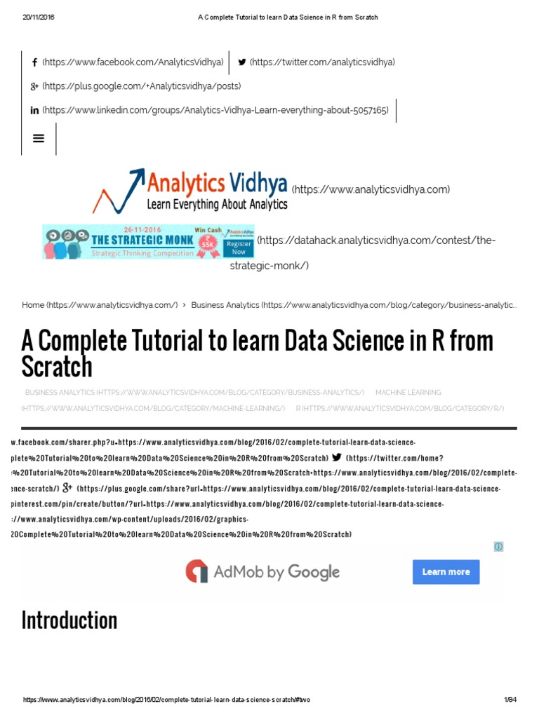 A Complete Tutorial To Learn Data Science in R From Scratch PDF | PDF ...