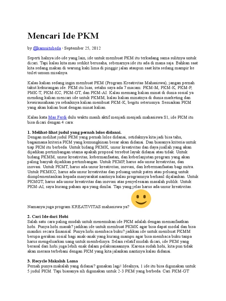 Mencari Ide PKM | PDF