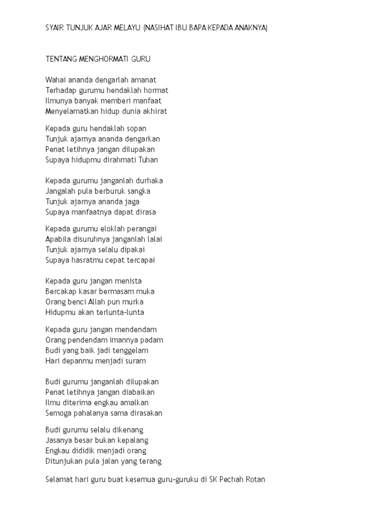Syair Hari Guru | PDF