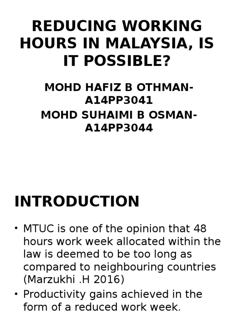 Reducing Working Hours in Malaysia | PDF