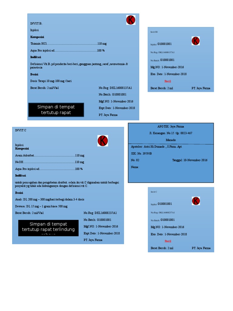 Label, Brosur, Etiket THIAMIN HCL | PDF