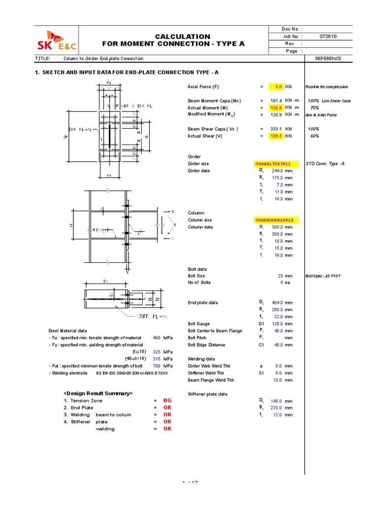 Moment Connection Calculation Type | PDF