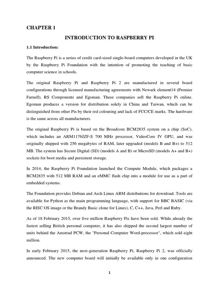 Report On Raspberry Pi | PDF | Raspberry Pi | Computer Engineering
