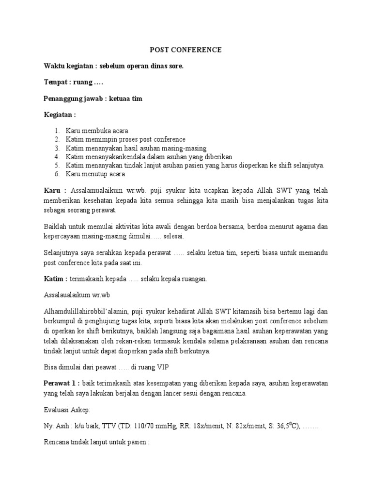 Skenario Post Conference | PDF