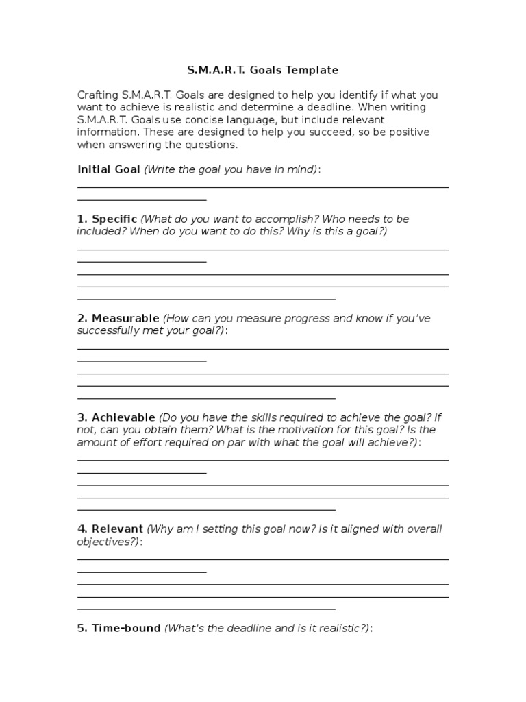 Craft S.M.A.R.T Goals Template Guide | PDF