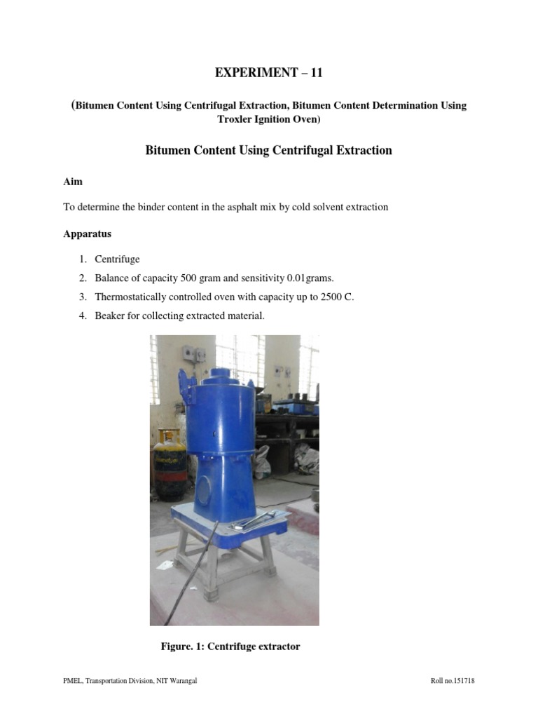 Bitumen Extractor | Download Free PDF | Asphalt | Centrifuge