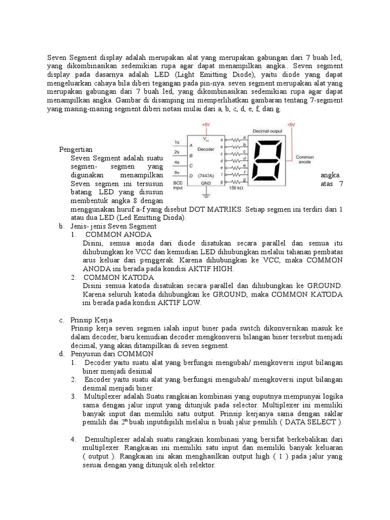 Seven Segment Display | PDF | Metode & Bahan Ajar | Teknologi & Rekayasa