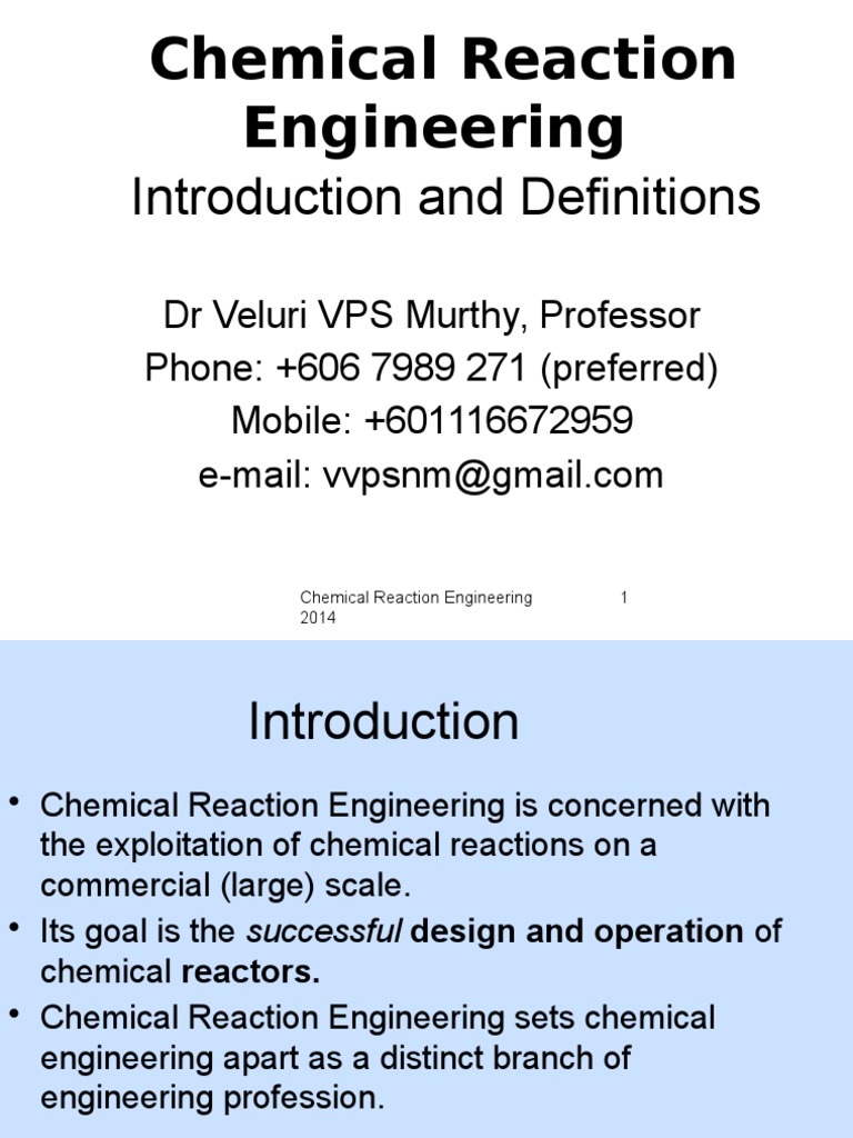Introduction to Chemical Reaction Engineering | PDF | Chemical ...