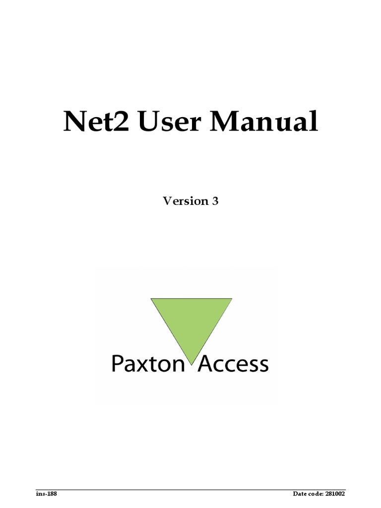 Net2 User Manual: Ins-188 Date Code: 281002 | PDF | Access Control ...