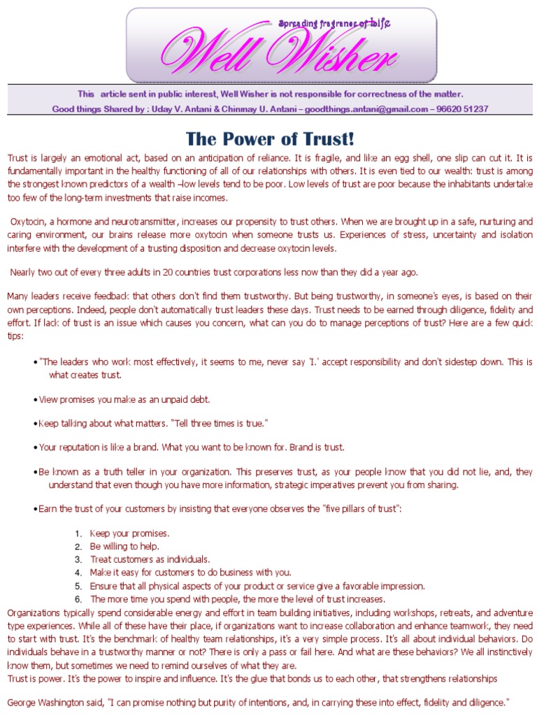The Power of Trust | PDF | Trust (Emotion) | Psychological Concepts