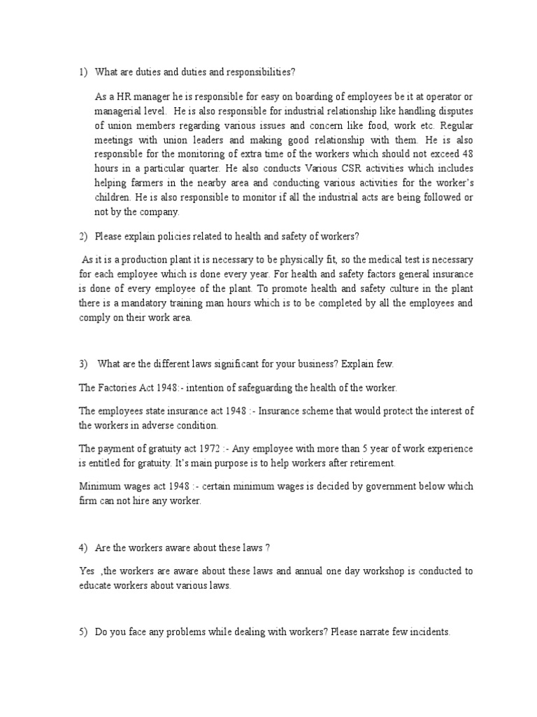 What Are Duties and Duties and Responsibilities | PDF | Working ...